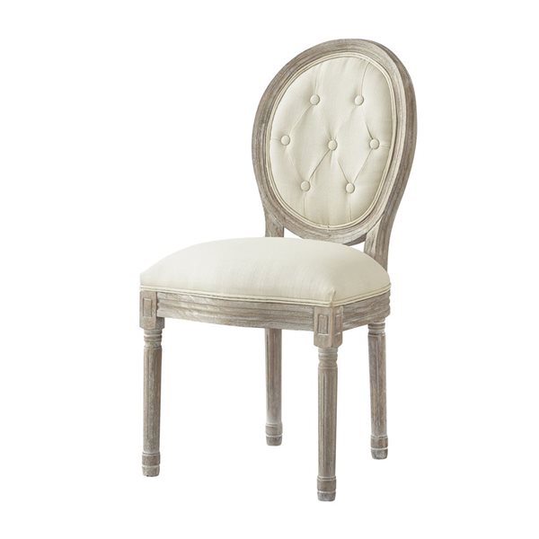 Rustic Manor Edna Traditional Upholstered Cream White Linen Dining ...