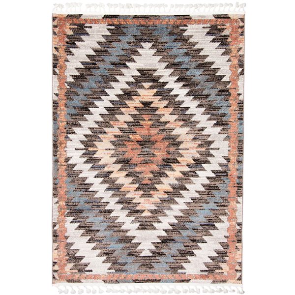 ECARPET Kybella Diamond Ivory/Black 5-ft 2-in x 7-ft 5-in Rectangular ...