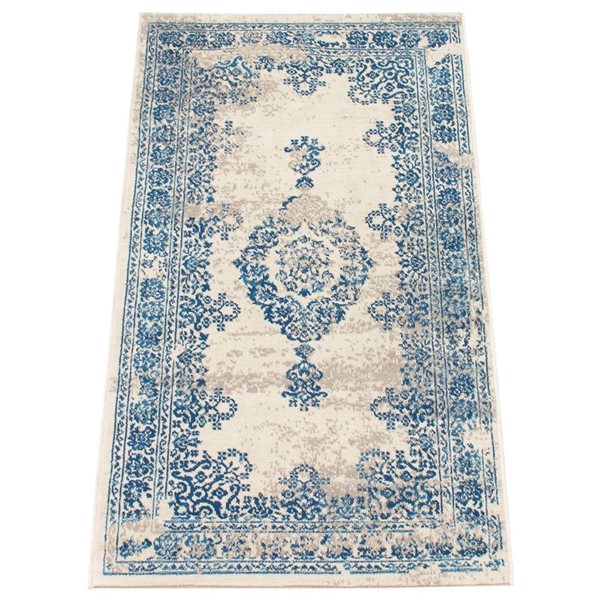 ECARPET Dahlia Blue 2-ft 8-in x 4-ft 11-in Rectangular Indoor Area rug ...