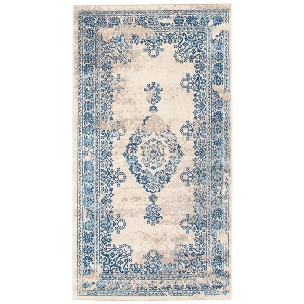 ECARPET Dahlia Blue 2-ft 8-in x 4-ft 11-in Rectangular Indoor Area rug ...