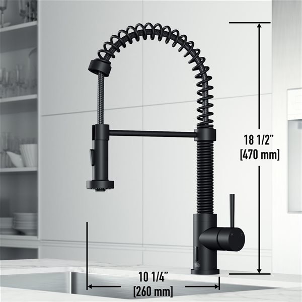 VIGO Edison Matte Black 1-Handle Deck Mount Pull-Down Touchless Kitchen ...