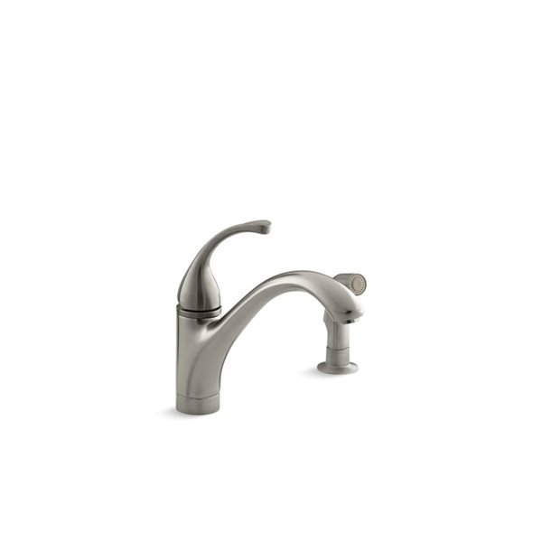 KOHLER Forté Vibrant Brushed Nickel Deck Mount Low-Arc Kitchen Faucet ...