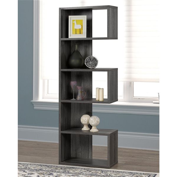 Brassex Inc. Dark Grey Wood 5-shelf Standard Bookcase 18031 | RONA