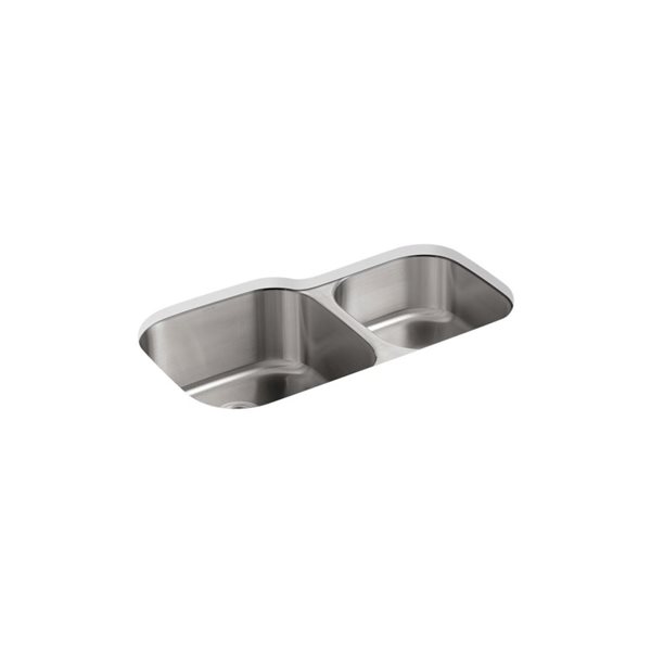 KOHLER Undertone Undermount 35.12-in x 20.12-in Stainless Steel Double ...