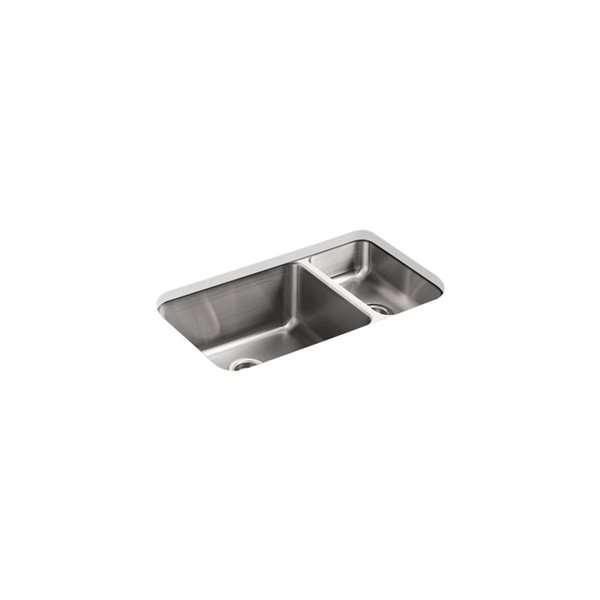 KOHLER Undertone Undermount 31.5-in x 18-in Stainless Steel Double ...
