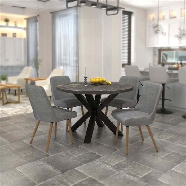 !nspire Grey Table with Grey and Dark Grey Chair 5-Piece Dining Set | RONA