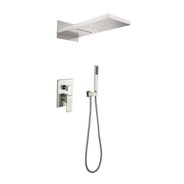 WELLFOR Brushed Nickel Shower System with 2-Function Shower Head and ...