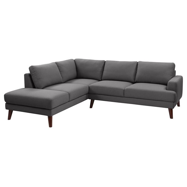 CorLiving Paris Modern Dark Grey Polyester Sectional Sofa Sofa LND-600 ...
