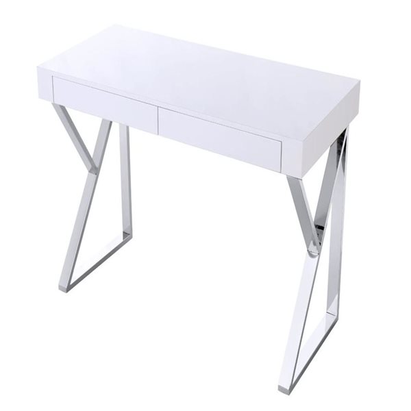 TAKE ME HOME High Gloss Modern Wood Computer Desk - Silver/White TMH ...