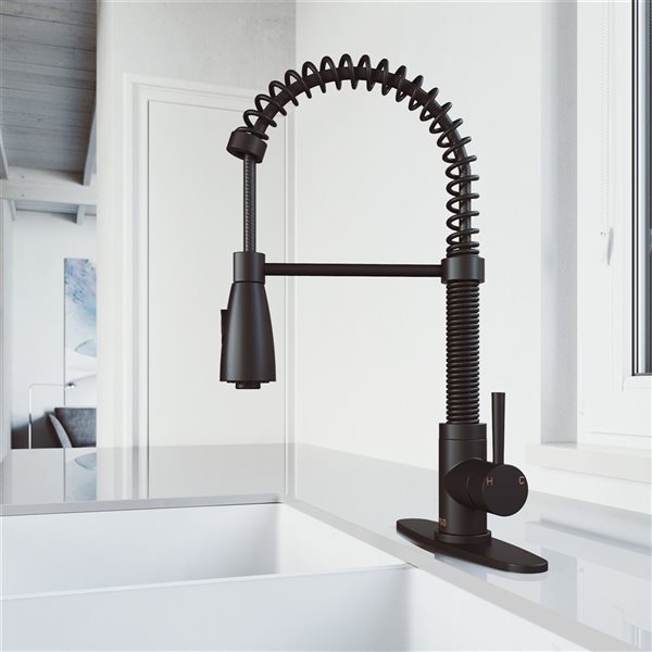 VIGO Brant Matte Black 1-Handle Deck Mount Pull-Down Kitchen Faucet ...