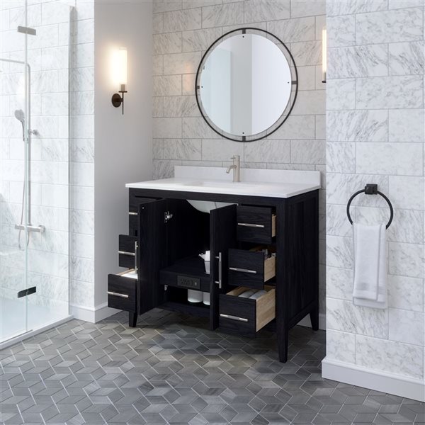 Spa Bathe Vance 42-in Espresso Single Sink Bathroom Vanity with White ...