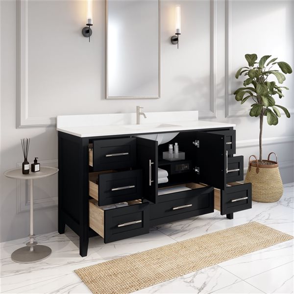 Spa Bathe Henley 60-in Espresso Single Sink Bathroom Vanity with White ...