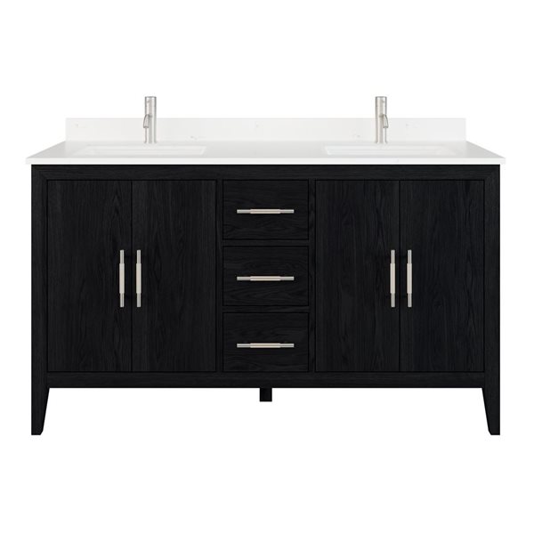 Spa Bathe Vance 60-in Espresso Double Sink Bathroom Vanity with White ...