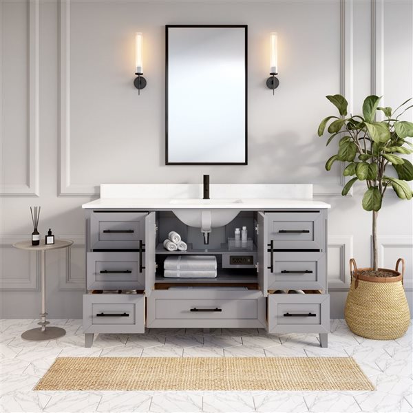 Spa Bathe Henley 60-in Oxford Grey Single Sink Bathroom Vanity with ...