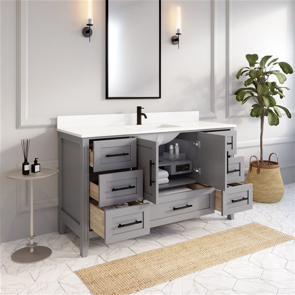 Spa Bathe Henley 60-in Oxford Grey Single Sink Bathroom Vanity with ...