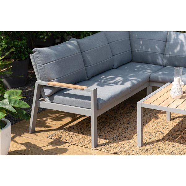 LifestyleGarden Panama Outdoor Corner Patio Set Gray with Table ...