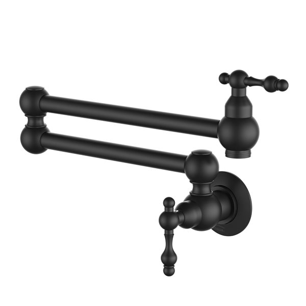 Clihome Matte Black Retro Wall Mounted Pot Filler Retro Kitchen Faucet ...