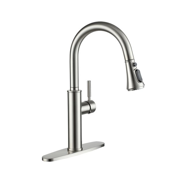 Clihome Brushed Nickel 4-Function Single-Handle Pull-Down Spout Kitchen ...
