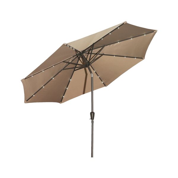Mondawe 10-ft Tan Push-Button Patio Umbrella with LED Lights 21WF371TN ...