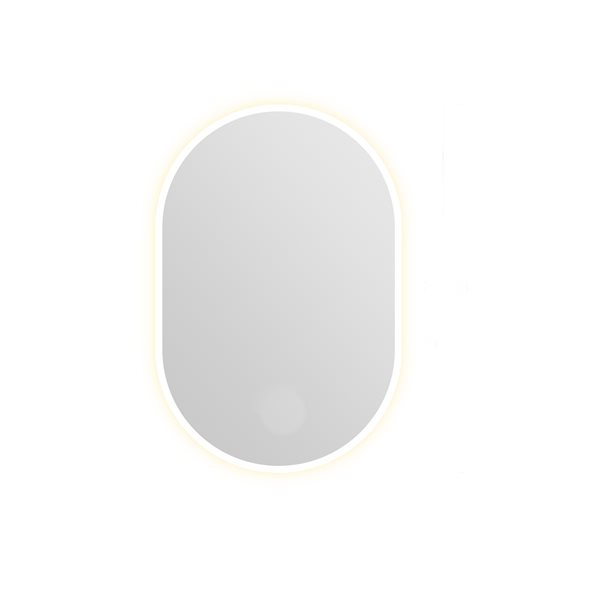 KINWELL 23.6 x 35.43-in Oval Frameless LED Light Bathroom Vanity Mirror ...