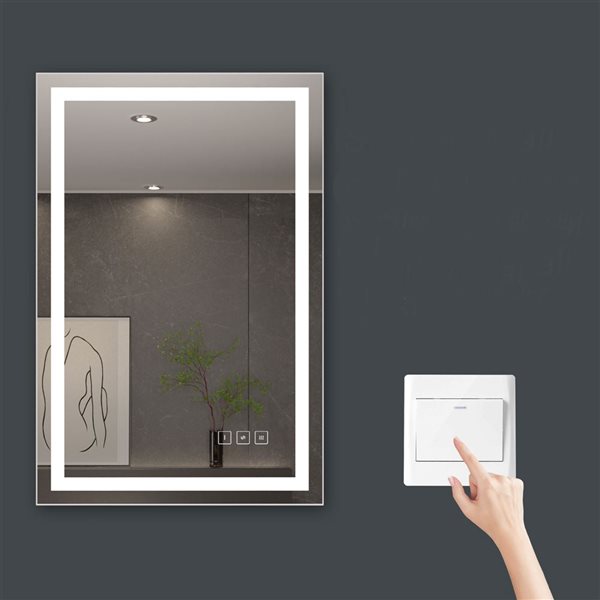 KINWELL 36 x 24-in Rectangular Frameless LED Light Wall Mount Bathroom ...