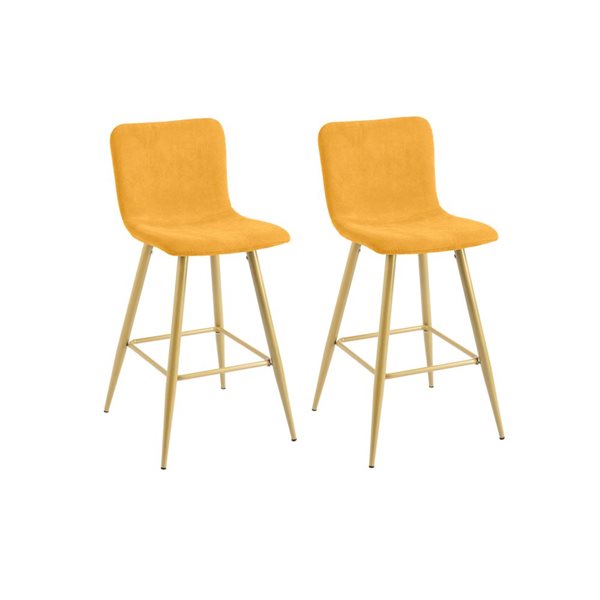 Homy Casa Scargill Counter Bar Chair Metal Fabric Yellow Upholstered ...