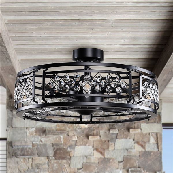 Parrot Uncle 27-in 3-Blade Black Indoor Downrod Mount Ceiling Fan ...