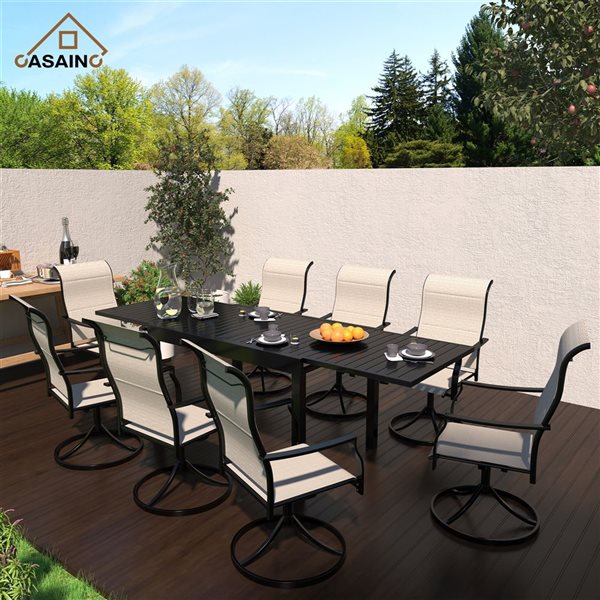 CASAINC Rectangle Extendable Table Outdoor Dining Table 35.43-in x 106 ...
