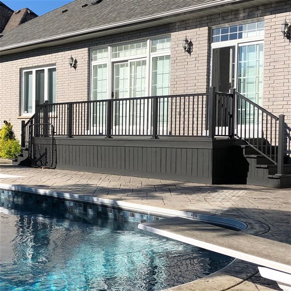 Nuvo Iron Panel Railing Kit 36-in x 8-ft Black Square Aluminum ...