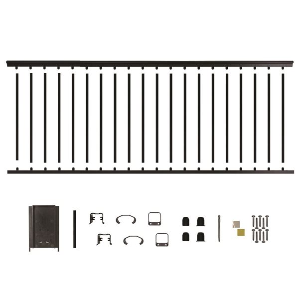 Nuvo Iron Panel Railing Kit 36-in x 8-ft Black Square Aluminum ...