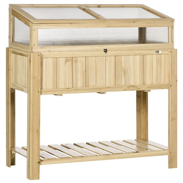 Couche froide surélevée Outsunny en bois 3,98 x 1,78 x 3,78 pi avec ...