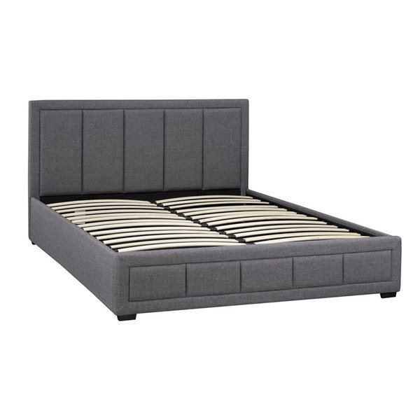 Brassex Inc. Avion Gray Queen Platform Bed with Integrated Storage ...
