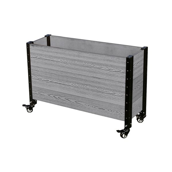 Everbloom Deep Trough Mobile Planter 12 x 36 x 24-in Grey K2112G | RONA