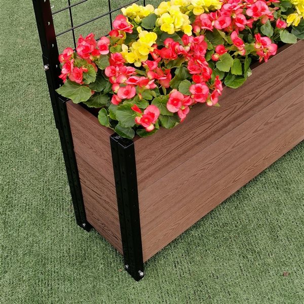 Everbloom Deep Trough Planter 12 x 36 x 57-in Brown with Trellis K2106 ...