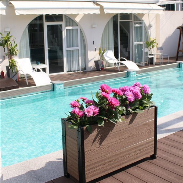 Everbloom Deep Trough Planter 12 x 36 x 21-in Brown E213612 | RONA