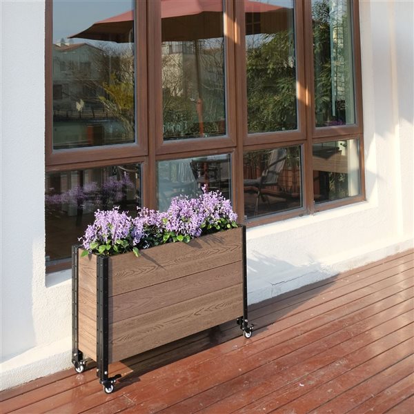 Everbloom Deep Trough Planter 12 x 36 x 21-in Brown E213612 | RONA