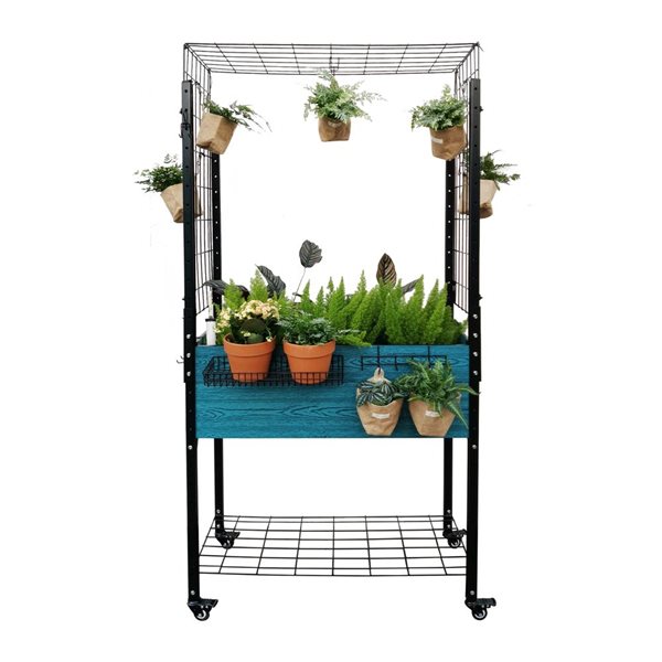 Everbloom Self-Watering Mobile Planter of 18 x 36 x 72-in Aged Blue ...