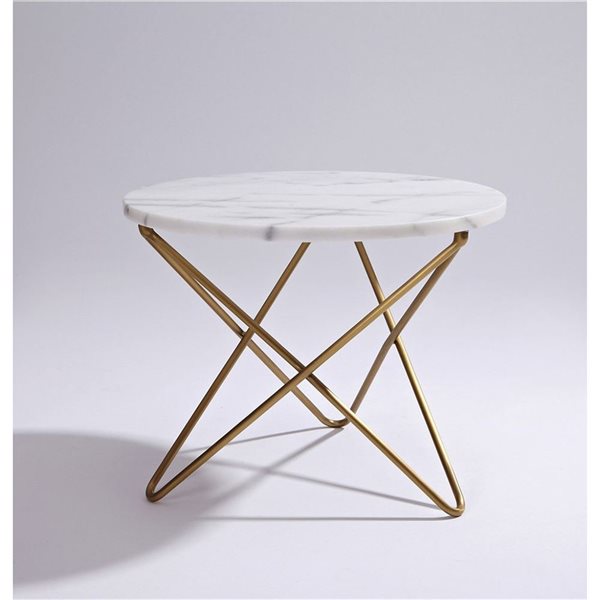 Table d'appoint ronde Manon en granit/marbre blanc GFURN WJC18507 ...