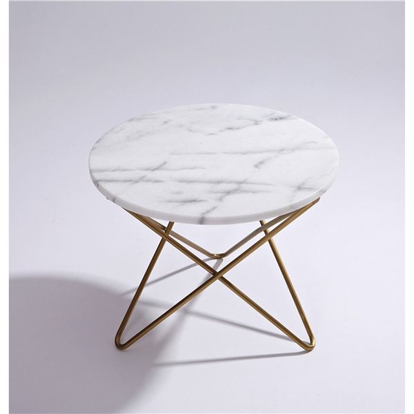 Table d'appoint ronde Manon en granit/marbre blanc GFURN WJC18507 ...