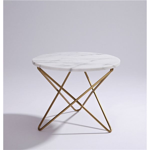 Table d'appoint ronde Manon en granit/marbre blanc GFURN WJC18507 ...