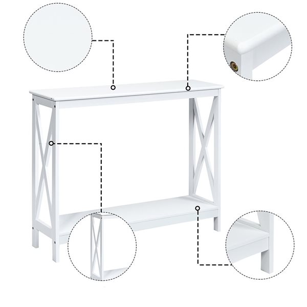 Costway 2-Tier White Console Table with Shelf HW65761WH | RONA