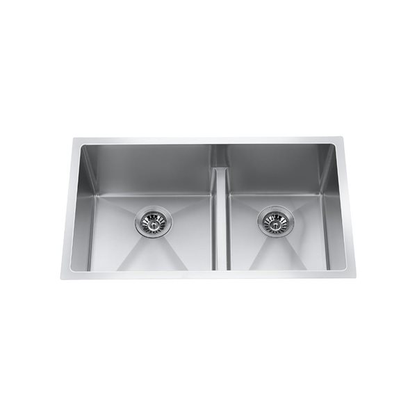 Craftx Undermount 32 x 19-in Brushed Satin Double Offset Bowl Kitchen ...