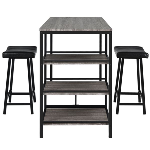 Costway Grey and Black Counter Height Dining Table Set - 3-Piece ...