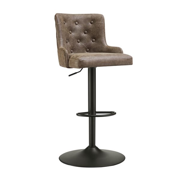 Linon Home Decor Bullock Brown Faux Leather Adjustable Height Swivel ...