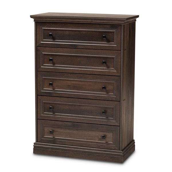Baxton Studio Nolan Brown/Black 5-Drawer Standard Chest 10437-LWC | RONA