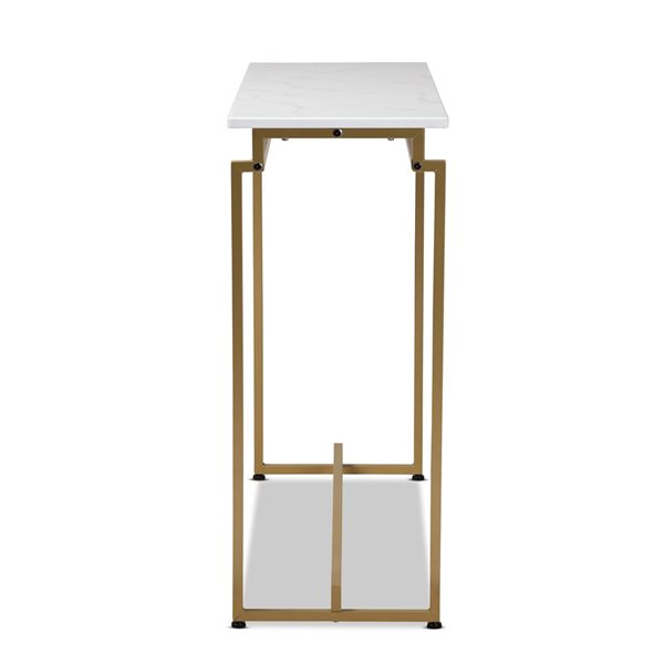 Baxton Studio Renzo Brushed Gold/White Faux Marble Glam Console Table 10484-LWC | RONA