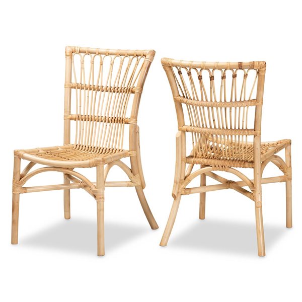 Baxton Studio Ammi Contemporary Side Chair with Wicker Frame - Set of 2 ...