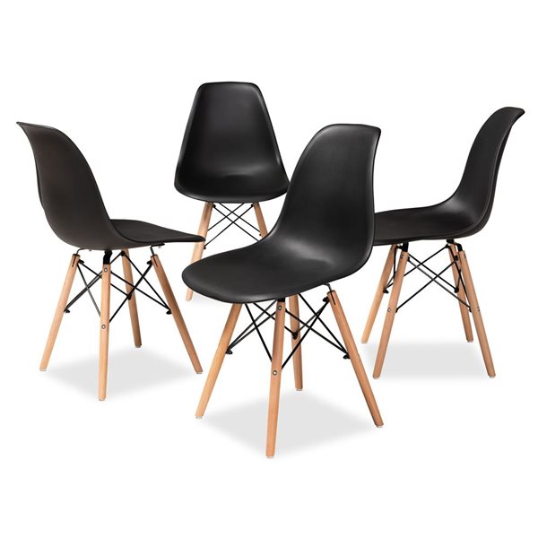 Baxton Studio Jaspen Black Contemporary Side Chair with Wood Frame ...