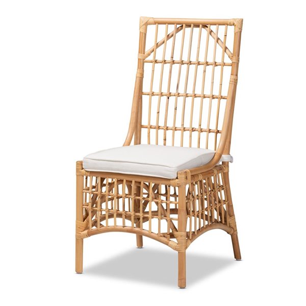 Baxton Studio Rose Contemporary Polyester Side Chair with Wicker Frame ...