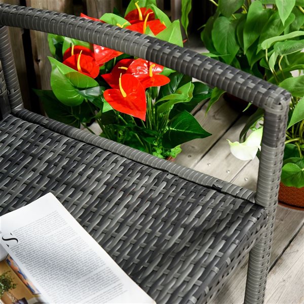 Outsunny 48-in x 34.3-in Grey Rattan Outdoor Bench 867-022GY | RONA